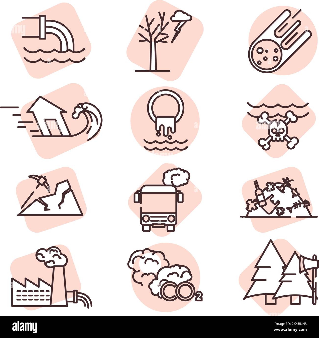 Global warming disasters, illustration, vector on white background ...