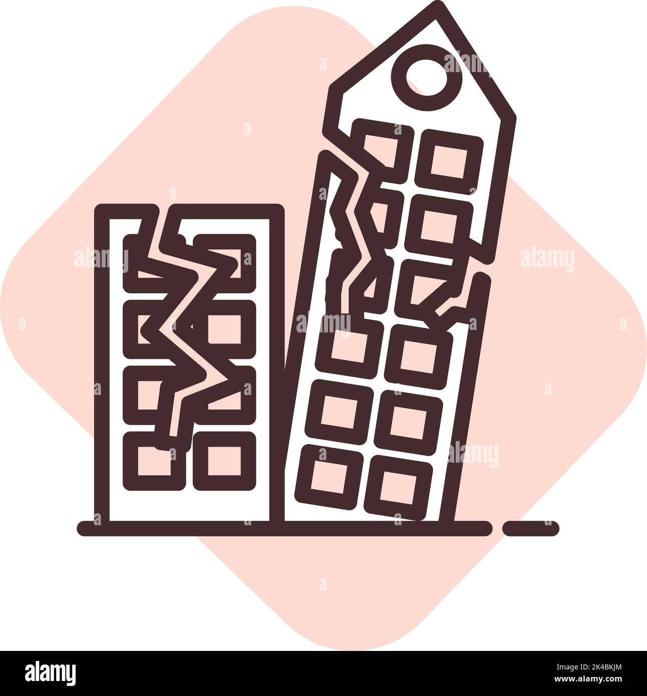 Disaster earthquake damage, illustration, vector on white background ...