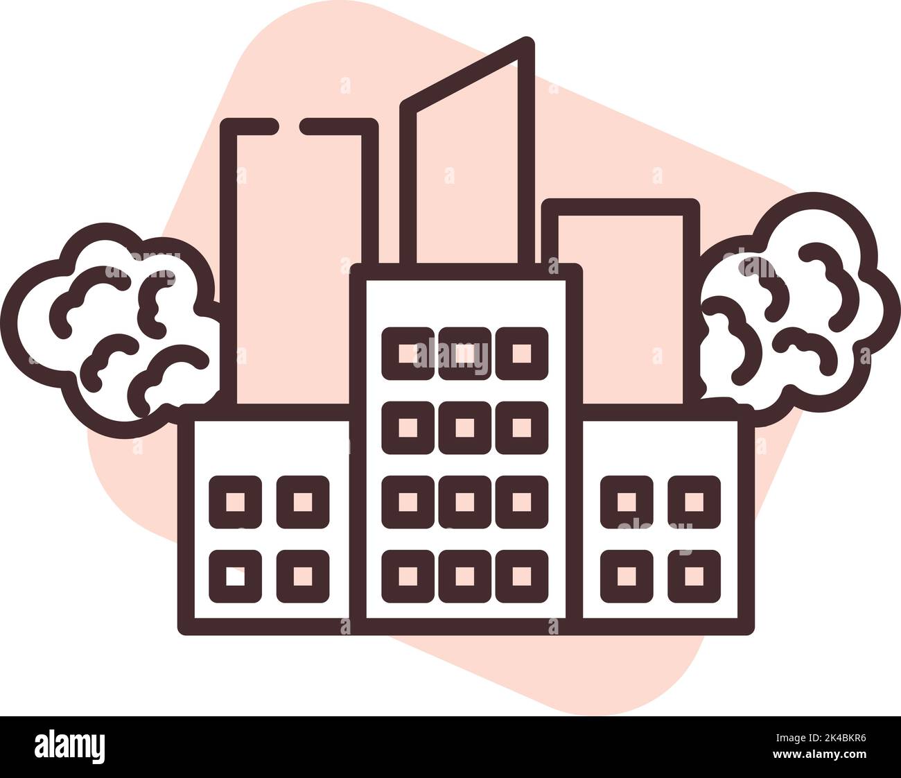 Disaster industry air pollution, illustration, vector on white ...