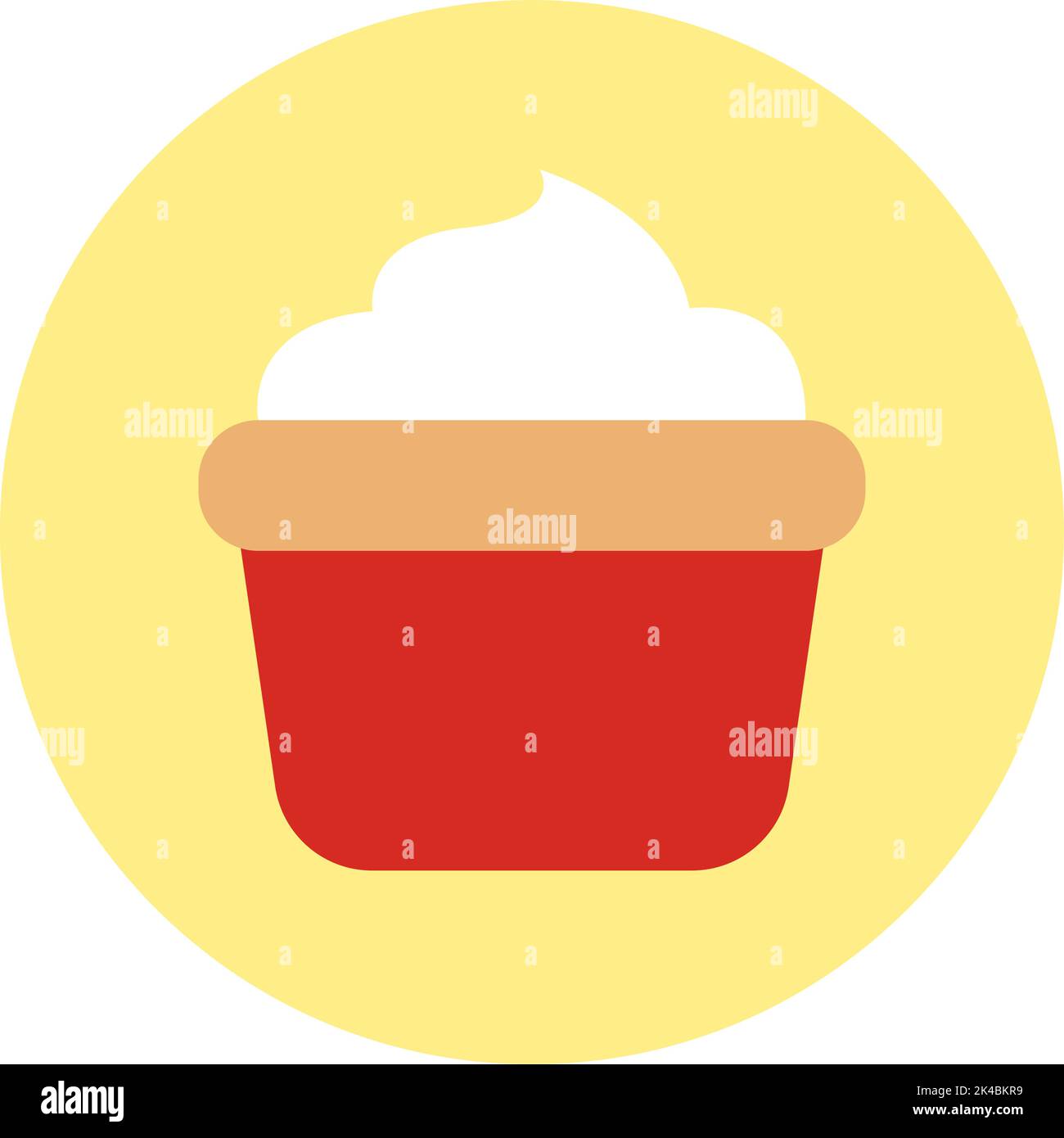 Food cupcake with whipped cream, illustration, vector on white ...