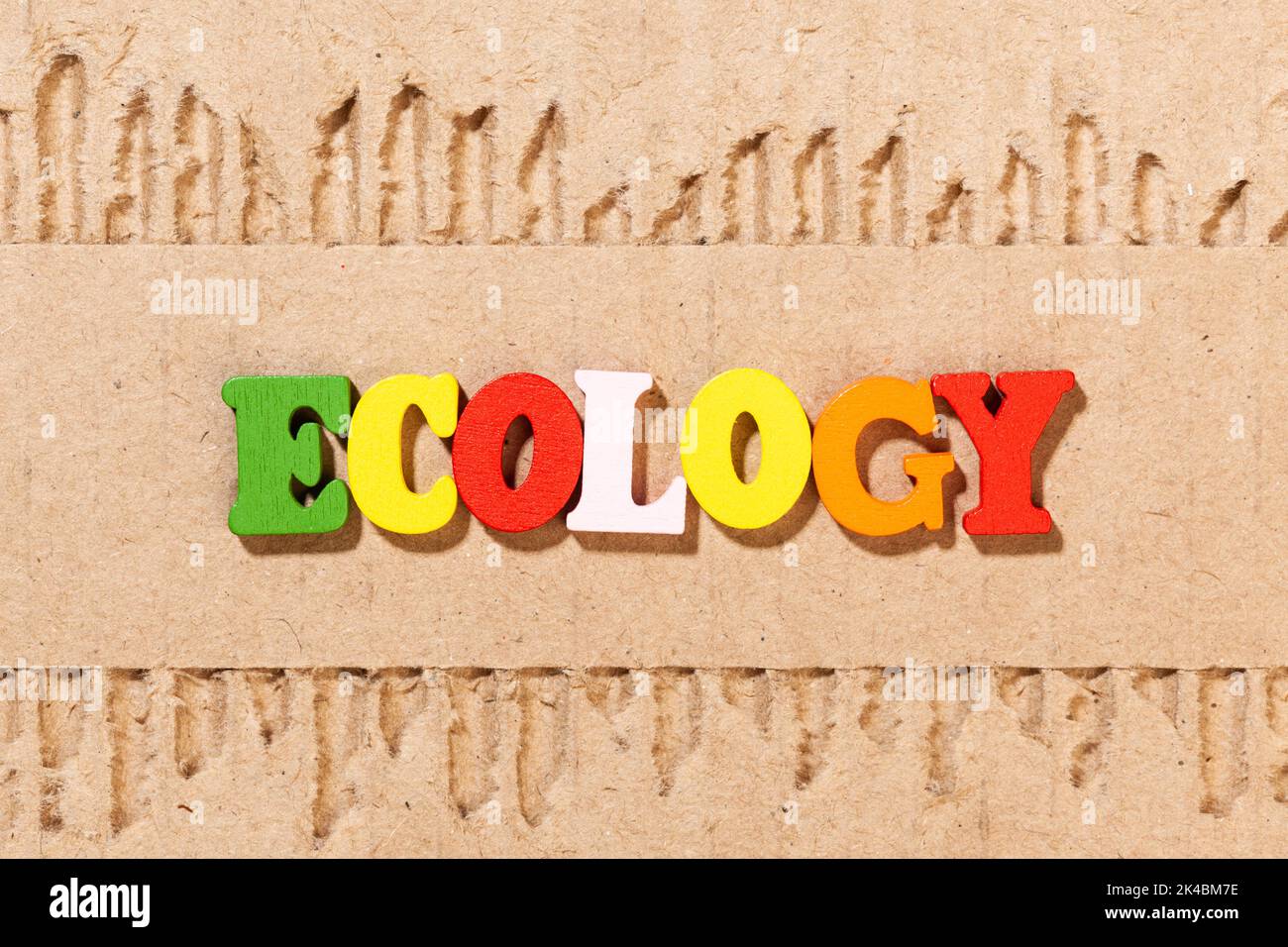 Ecology word - Inscription by color letters on cardboard Stock Photo ...