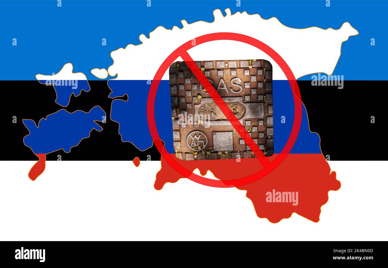 Outline map of Estonia with the image of the national flag. Manhole ...