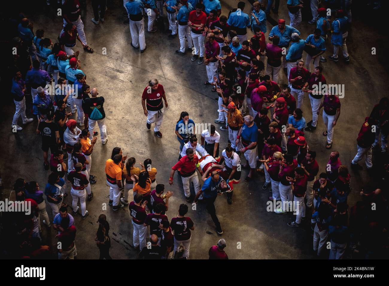 Tarragona, Spain. 1st Oct, 2022. An injured member of the 'Colla Jove ...