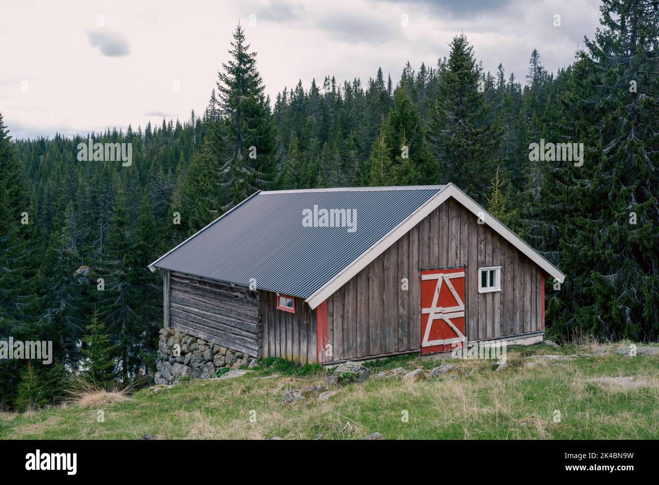 A restored summer barn up in the TotenÃ¥sen Hills, Norway Stock Photo ...