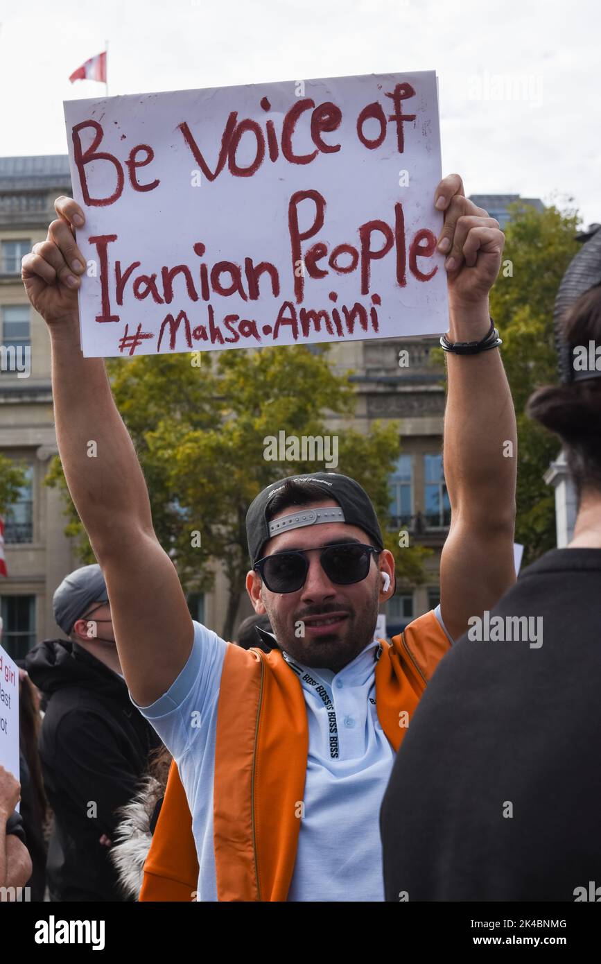 London, 1 October 2022, Free Iran/Mahsa Amini protestors gather in ...