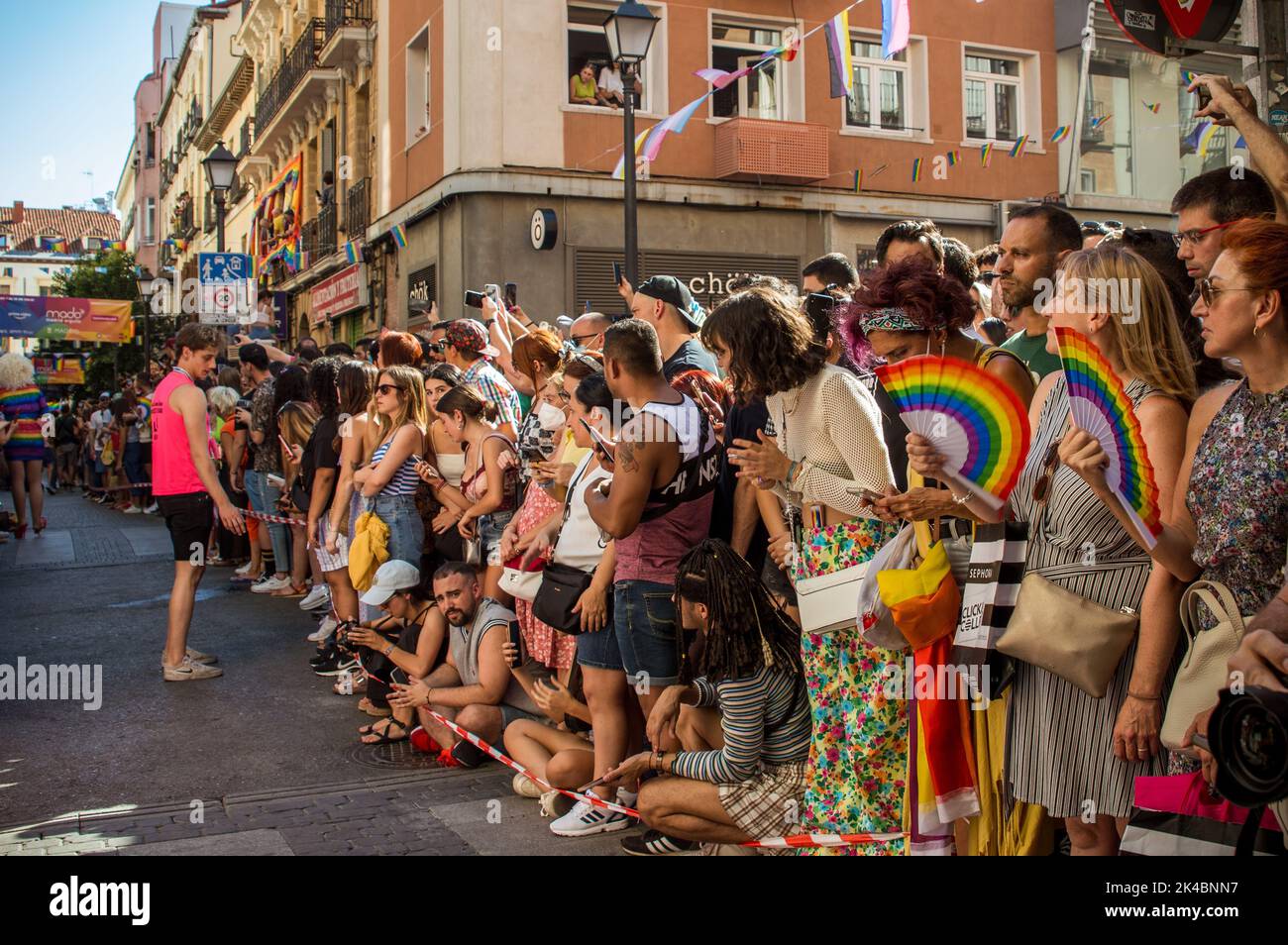 A crowd of people at High heels race in Madrid Pride as part of the ...