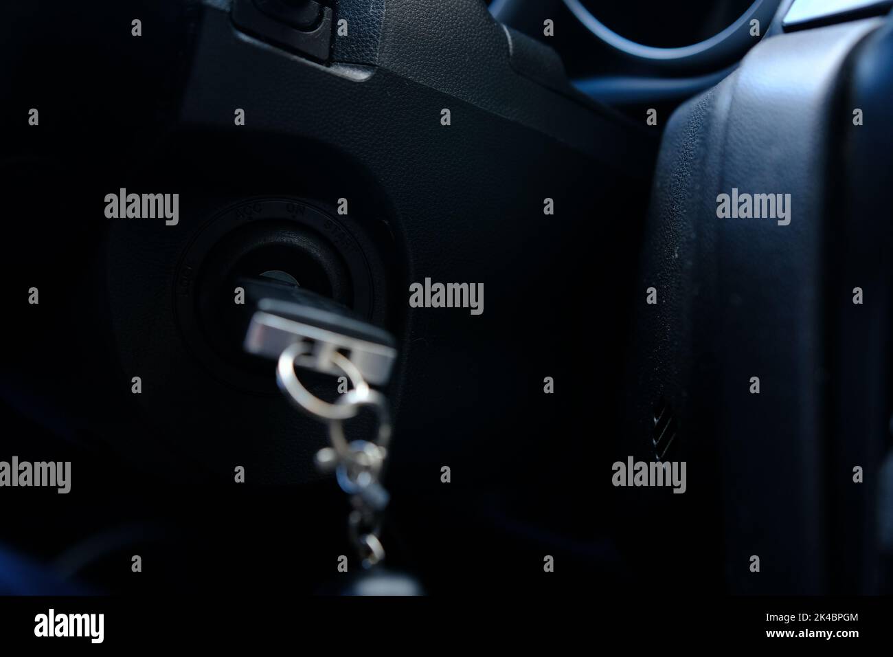 Ignition key of modern car close up. Car key in keyhole Stock Photo - Alamy