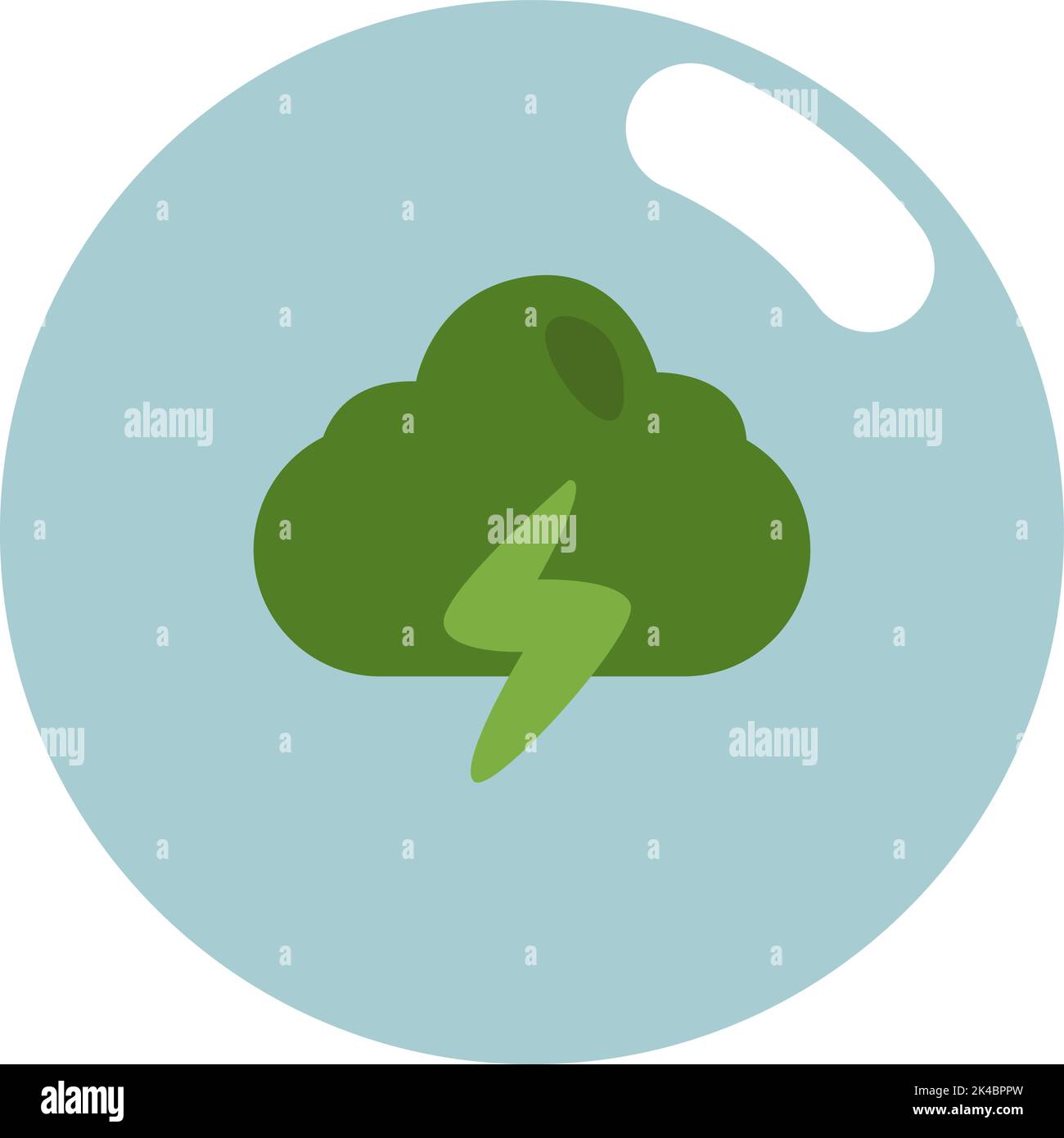 Green thunder cloud, illustration, vector on white background Stock ...