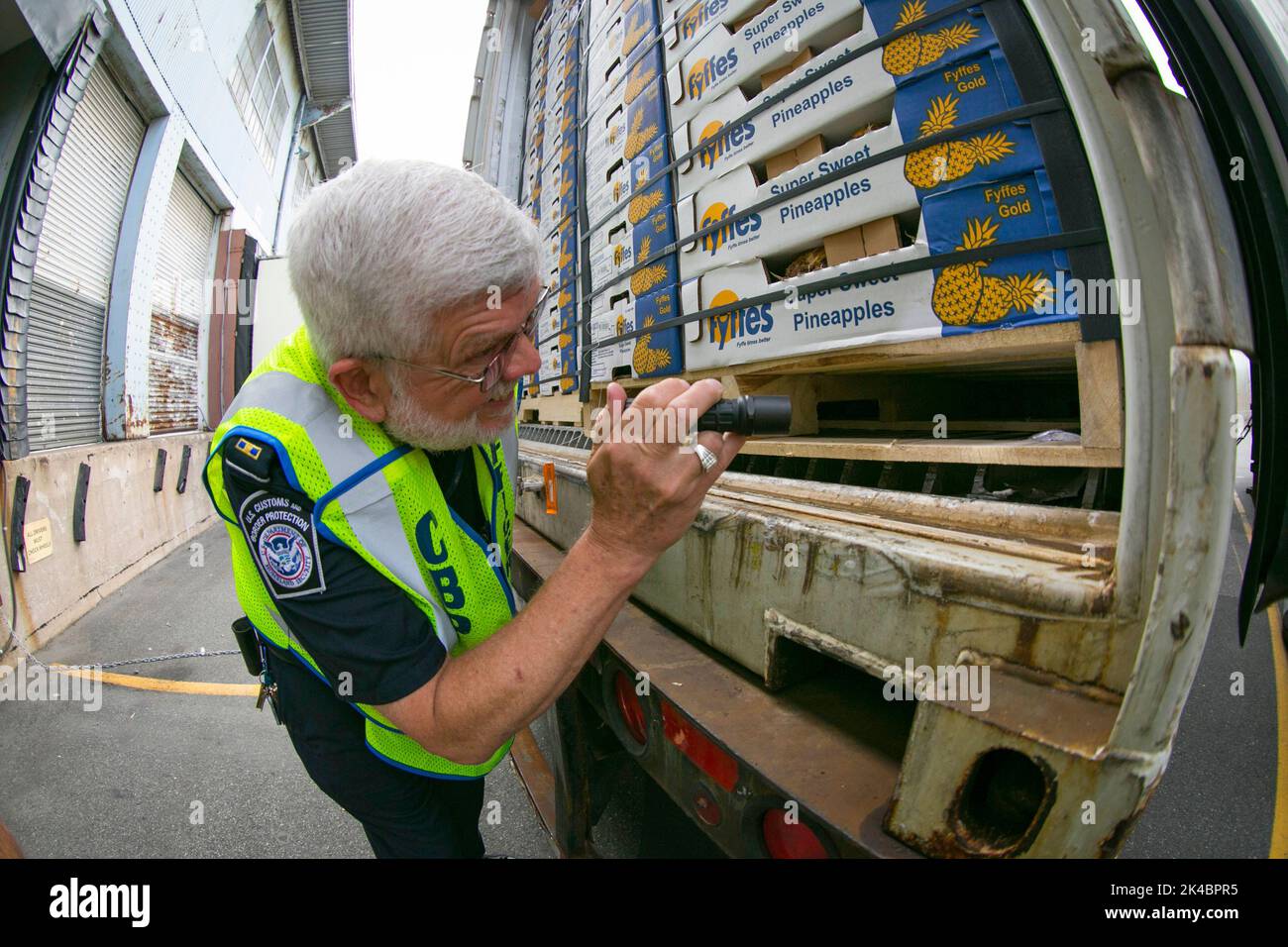 CBP Agriculture Specialist inspects the wooden pallets in trucks for ...