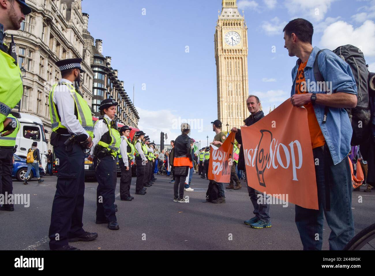 London, UK. 1st October 2022. Just Stop Oil and Extinction Rebellion ...