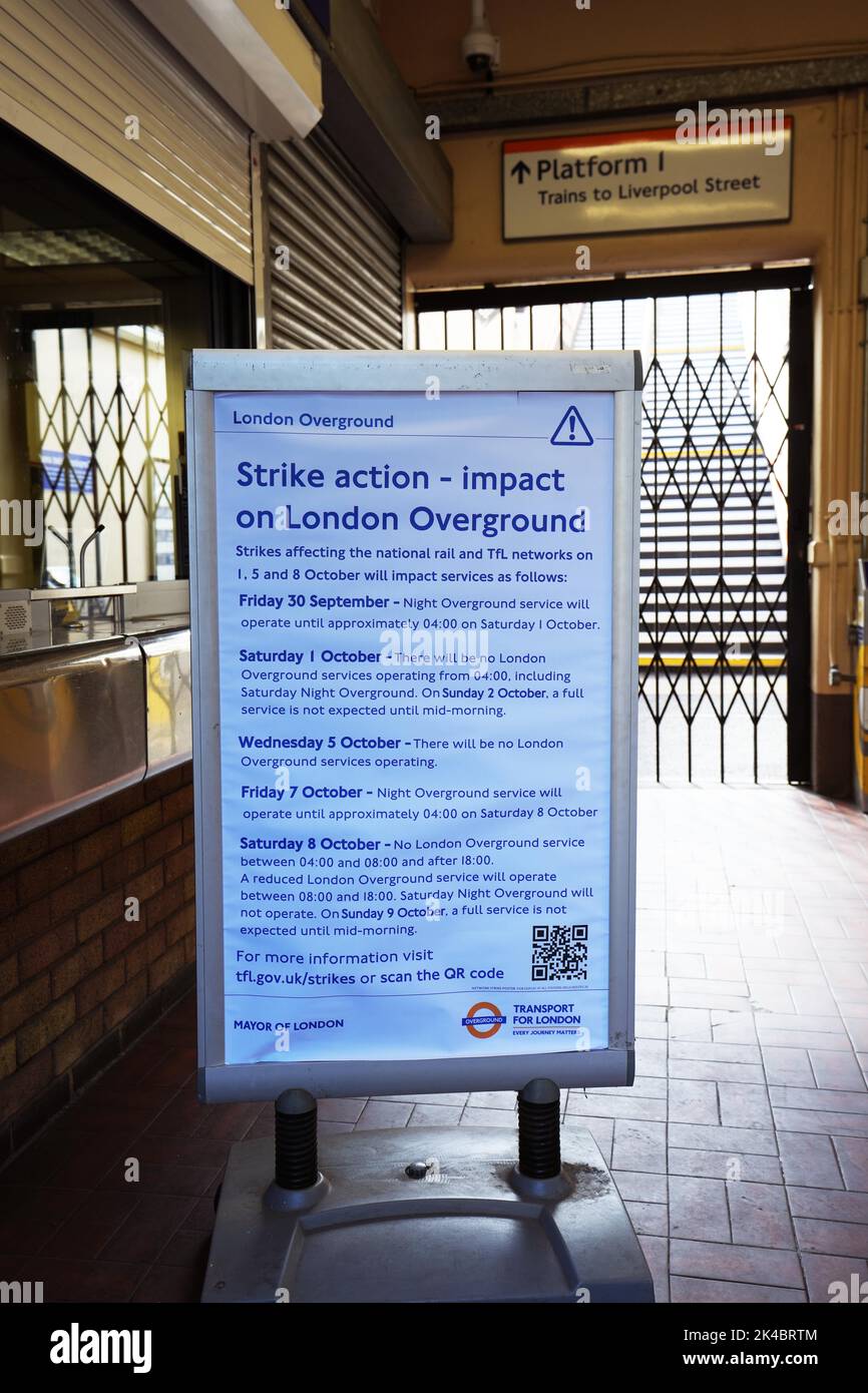 London, UK. 01st Oct, 2022. A Transport for London National Rail Strike ...