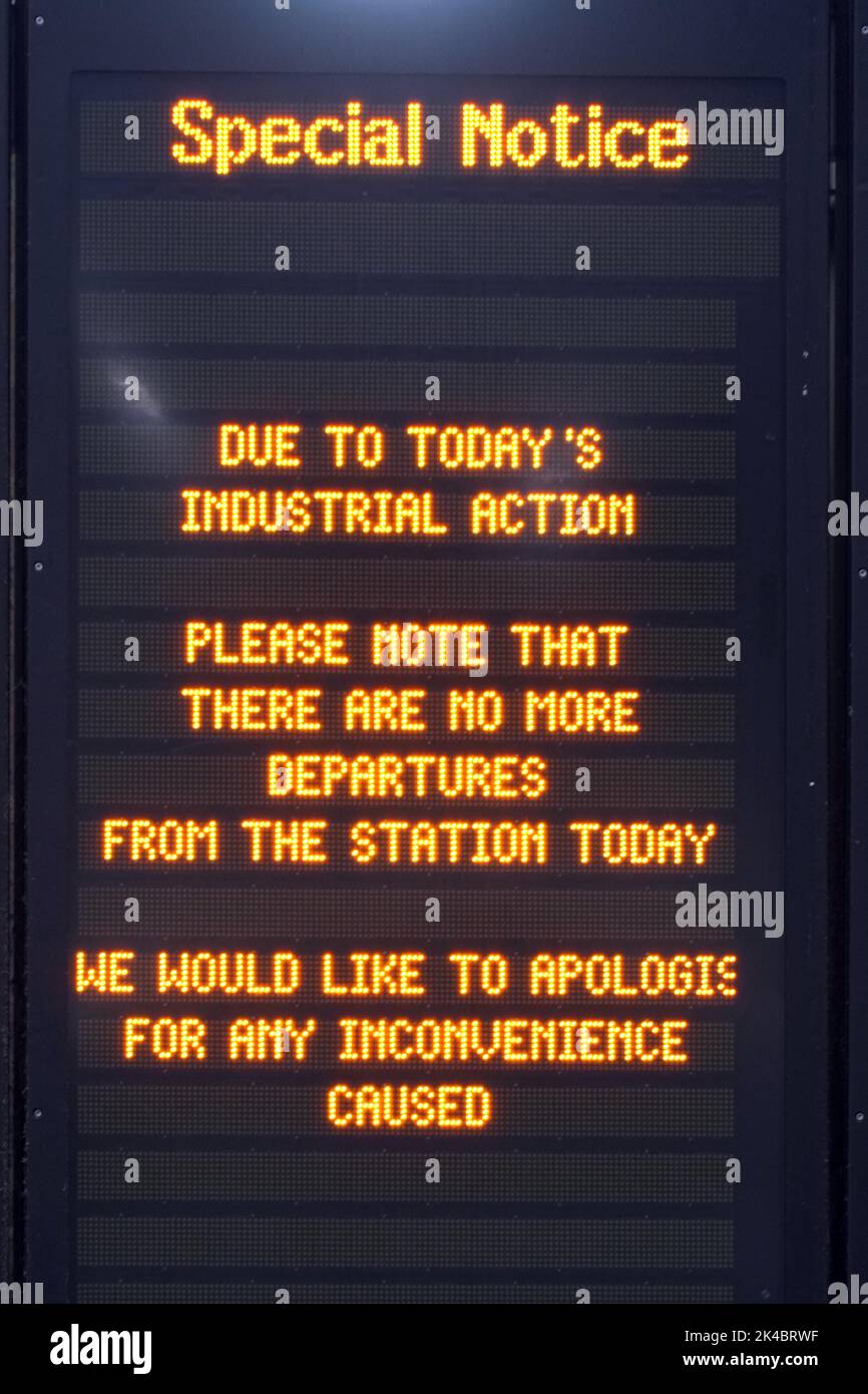 London, UK. 01st Oct, 2022. A Transport for London National Rail Strike ...