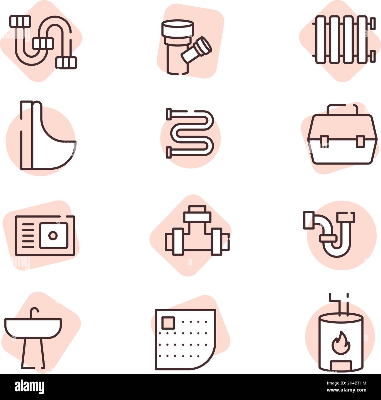 Plumbing construction, illustration, vector on white background Stock ...