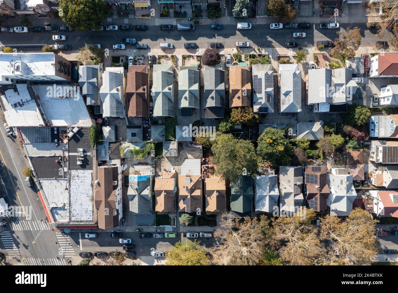 Aerial streetscape view long Ocean Parkway in Brooklyn, New York Stock ...