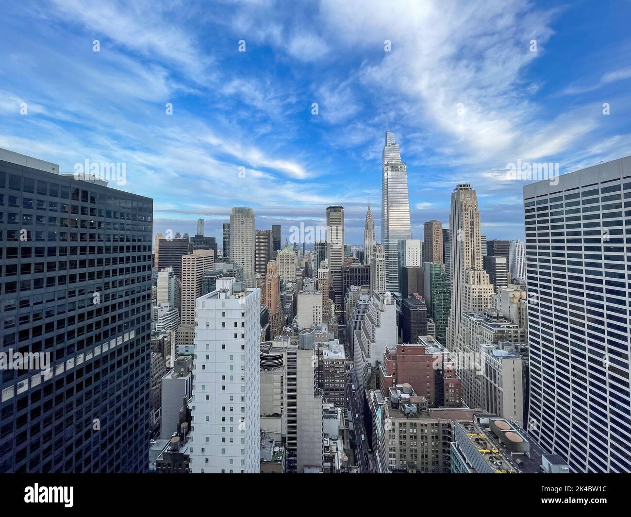 Aerial view of the Midtown skyline in Manhattan, New York City Stock ...