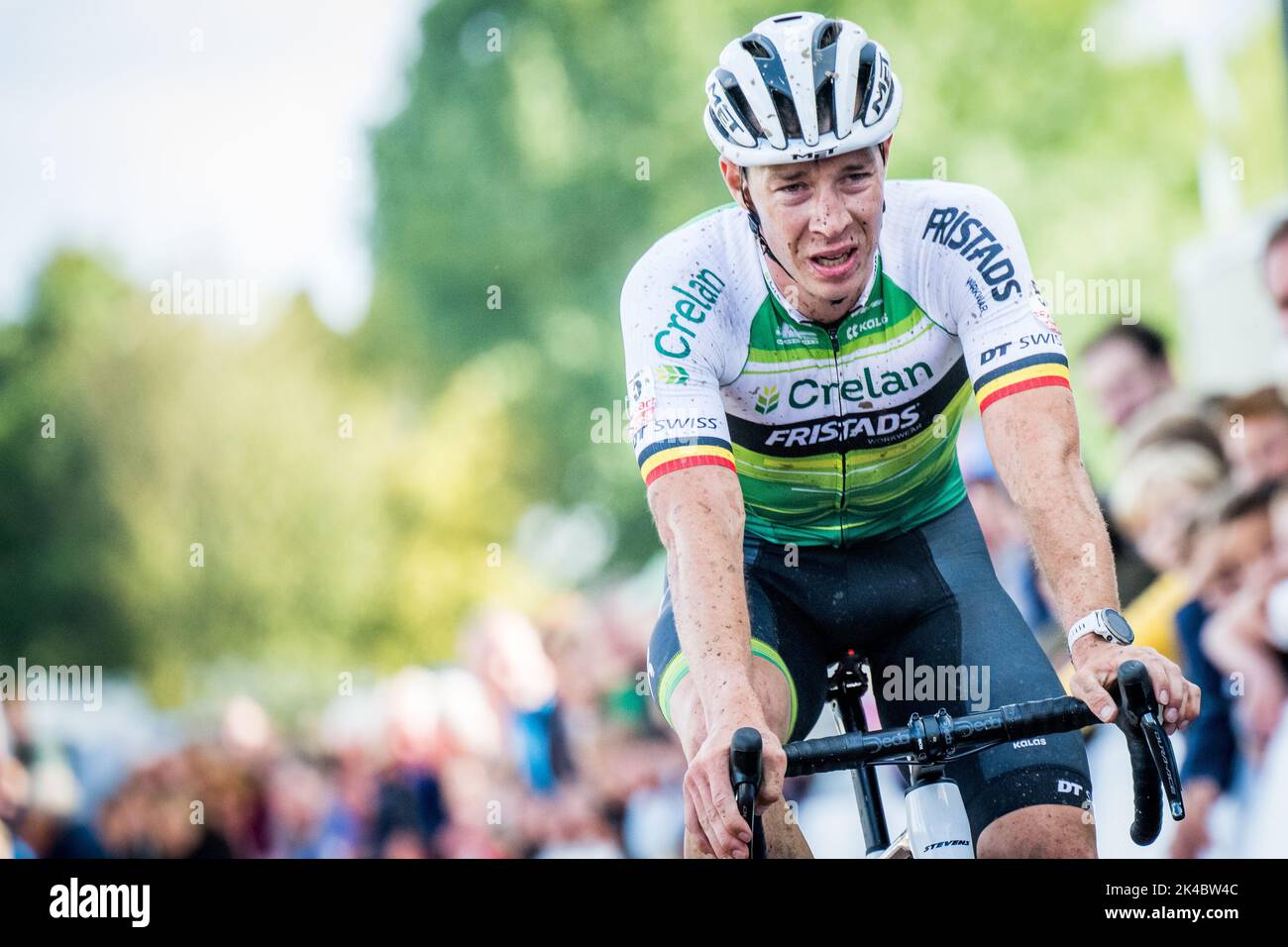 Belgian Laurens Sweeck crosses the finish line at the men's elite race ...