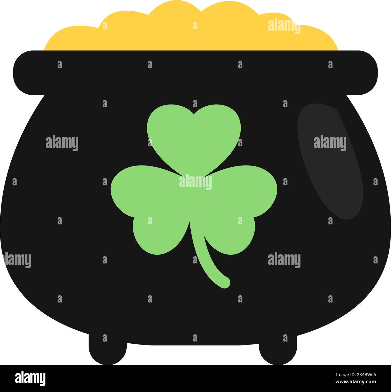 Saint Patricks Day pot of gold, illustration, vector on white ...