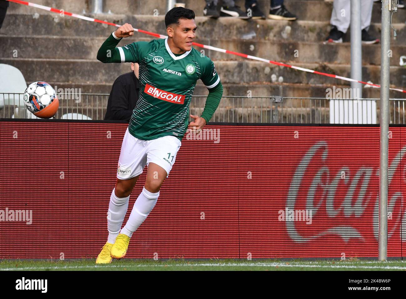 Lommel's Alonso Martinez celebrates a soccer match between Lommel SK ...