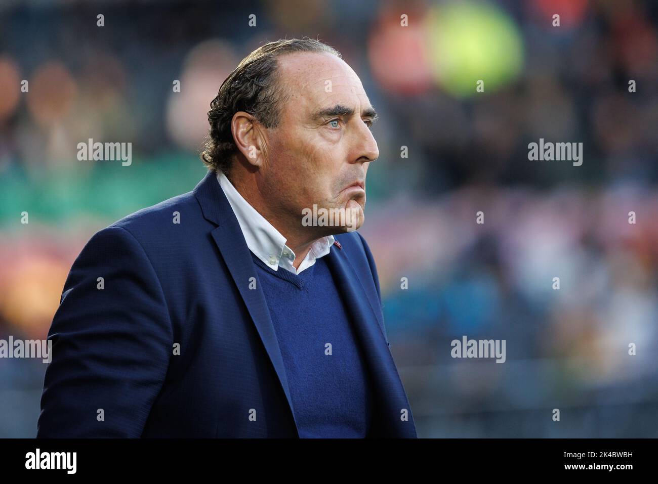 Oostende's head coach Yves Vanderhaeghe pictured during a soccer match ...