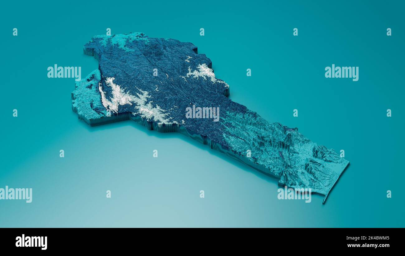 Topographic Benin Map Hypsometric Benin Elevation tint Spectral Shaded ...