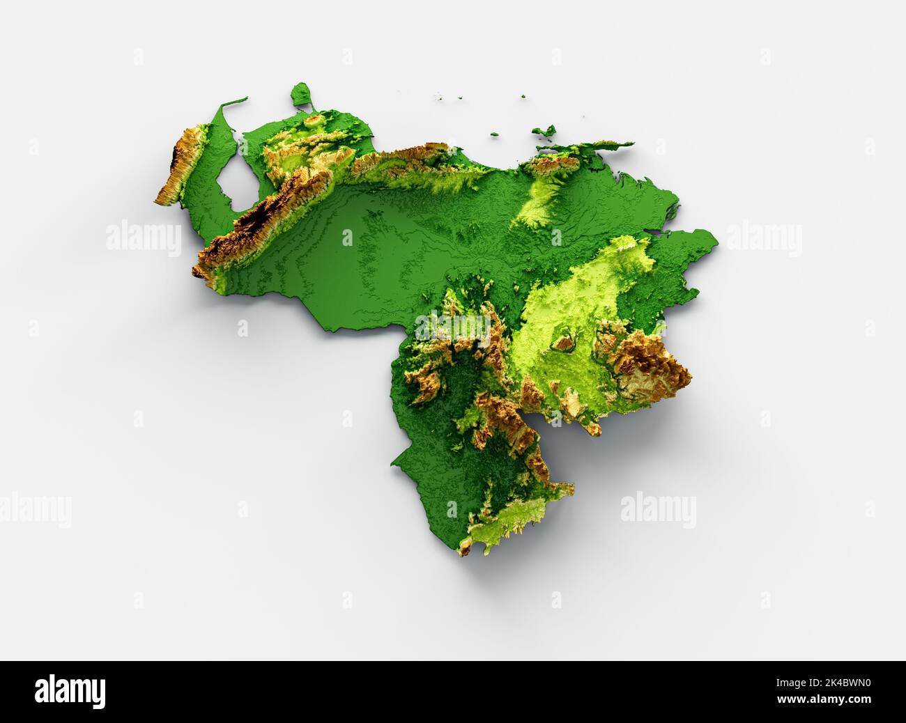 Venezuela Map Shaded relief Color Height map on white Background 3d ... Venezuela Map Shaded relief Color Height map on white Background 3d ...
