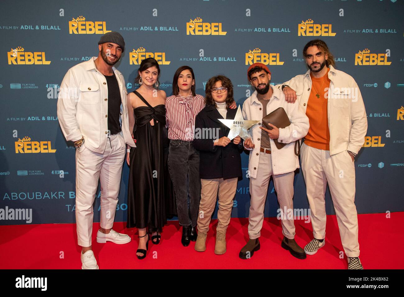director Bilall Fallah, unknown person, actress Lubna Azabal, Amir El ...