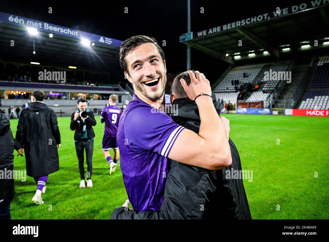Beerschot's Herve Matthys, Beerschot's Thibaud Verlinden and celebrate ...