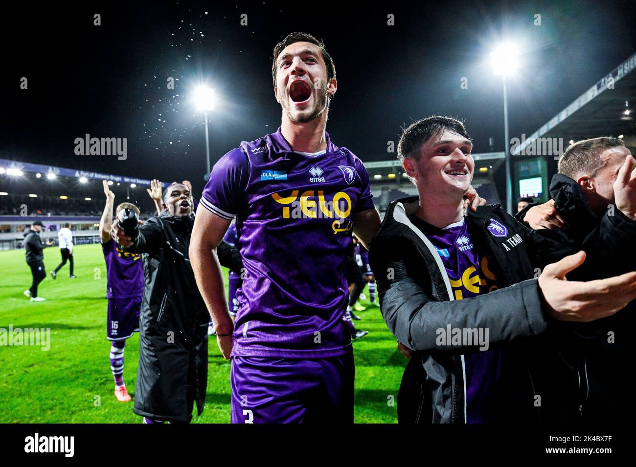 Beerschot's Herve Matthys and Beerschot's Thibo Baeten celebrate after ...