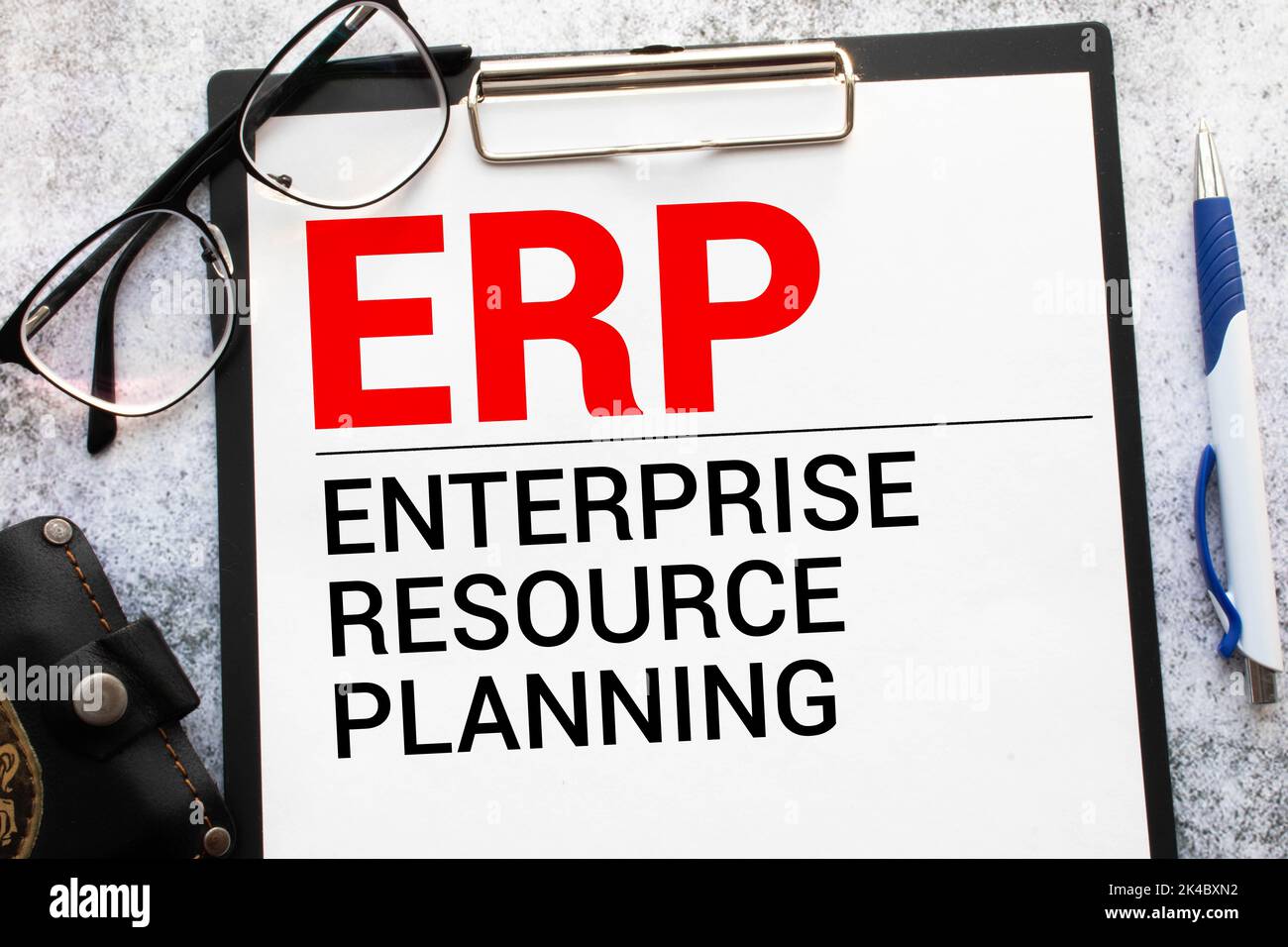 Notebook with Toolls and Notes about ERP, concept Stock Photo - Alamy