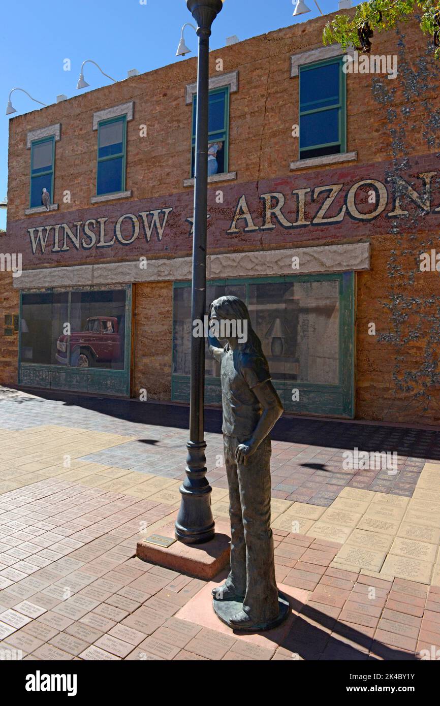 Winslow arizona tourist attraction sign hi-res stock photography and ...