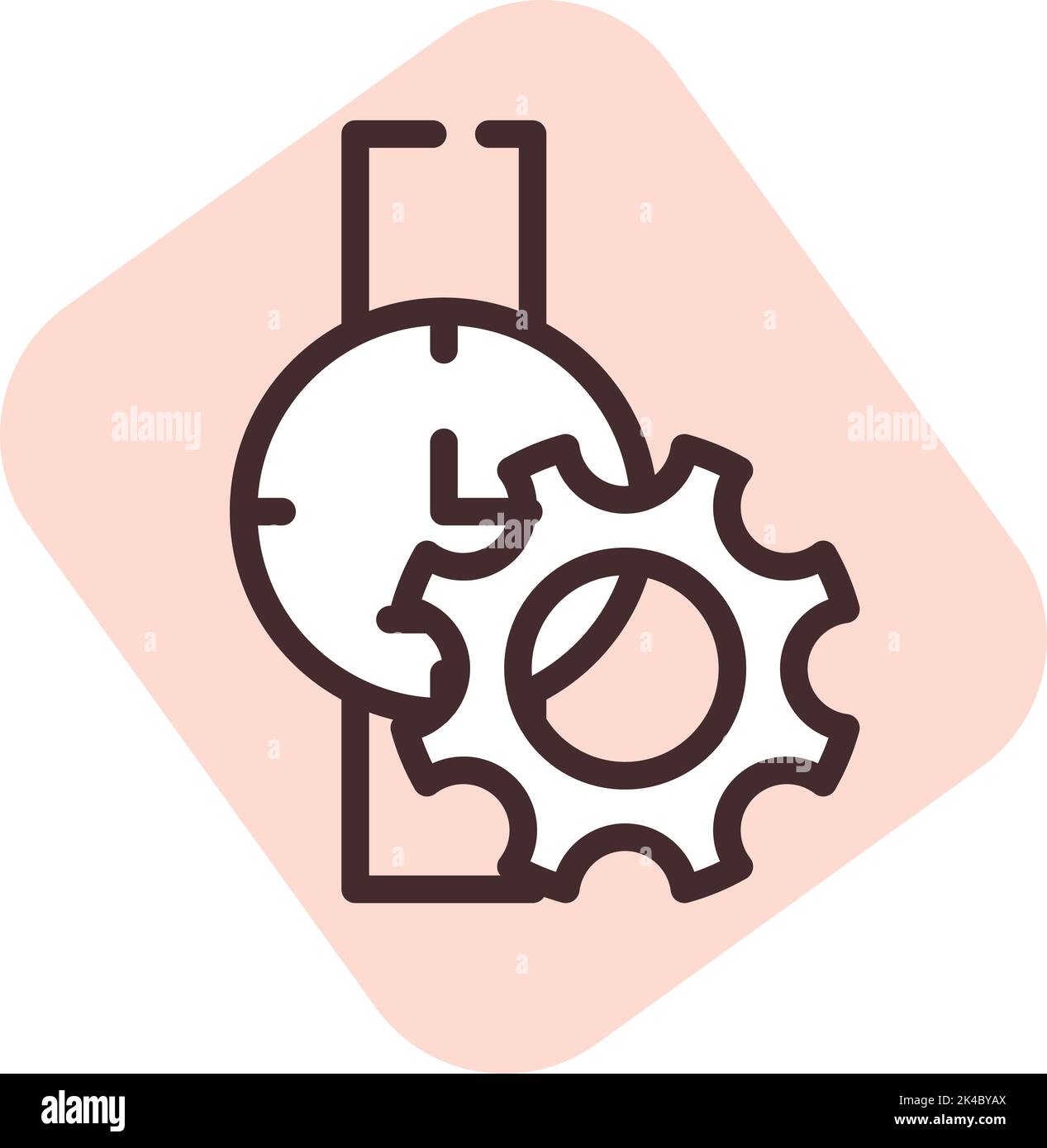 Hand watch with gears, illustration, vector on white background Stock ...