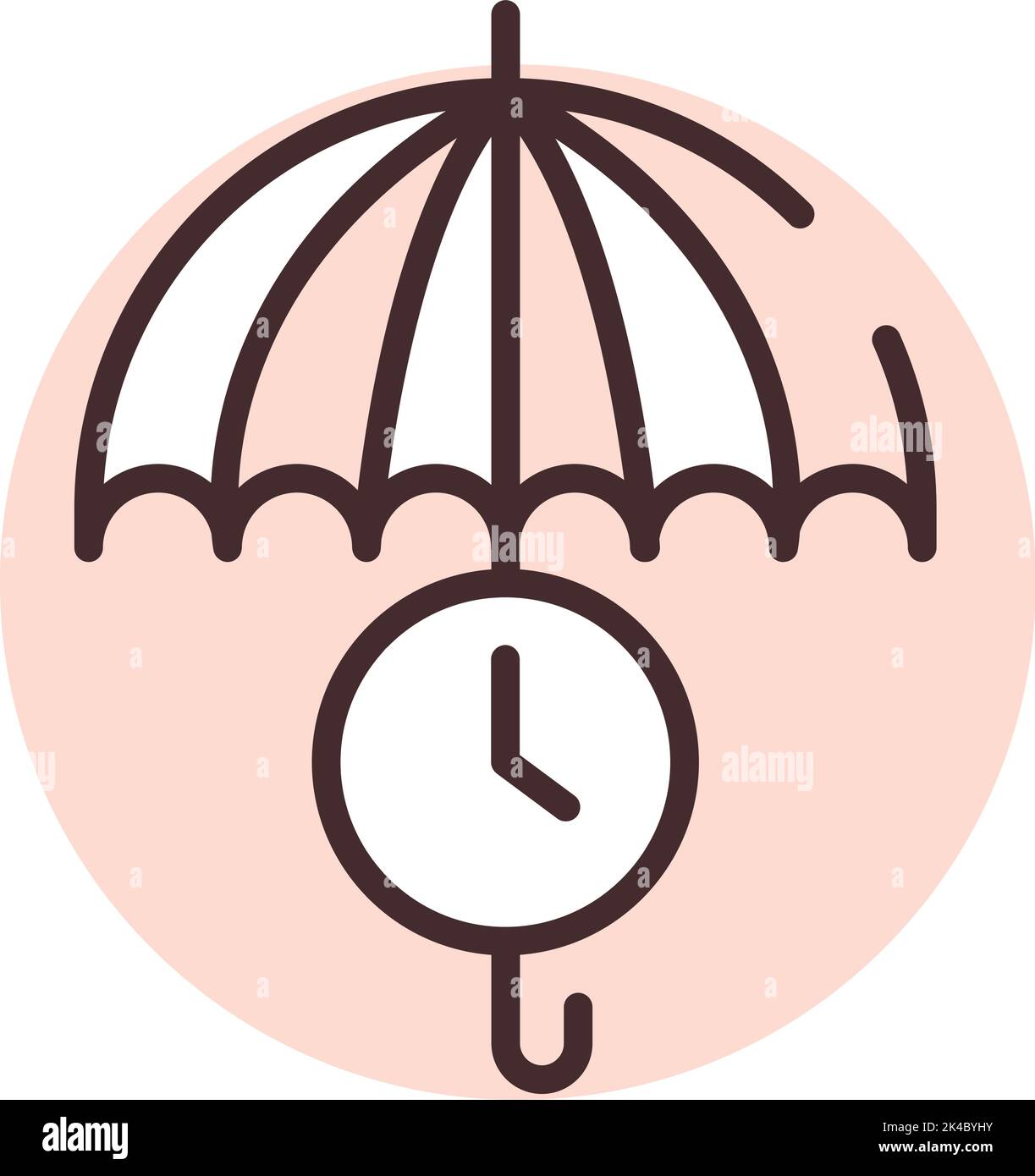 Umbrella with clock, illustration, vector on white background Stock ...