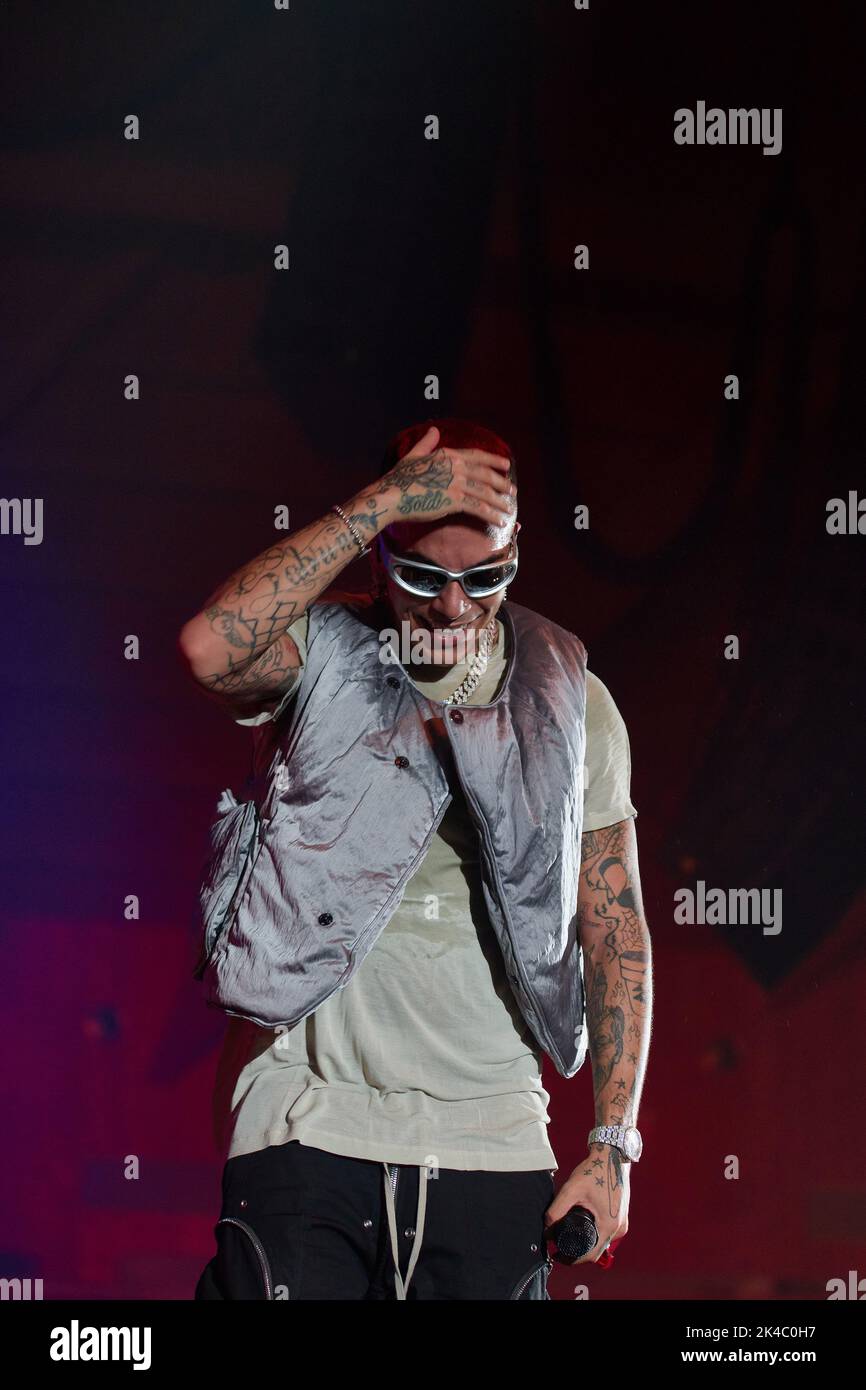 Palasele, Eboli, Italy, October 01, 2022, Sfera Ebbasta, Famoso tour ...