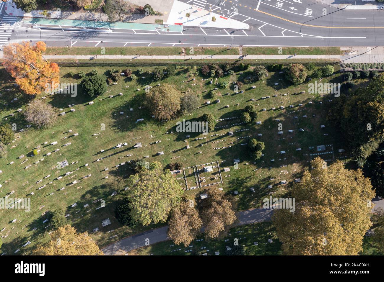 Aerial streetscape view long Ocean Parkway in Brooklyn, New York Stock ...