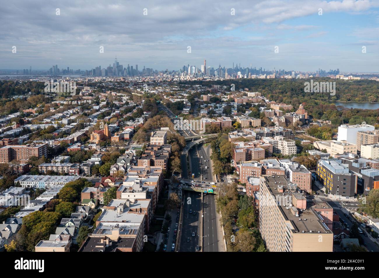 Manhattan city landscape view from Kensington, Brooklyn, New York Stock ...