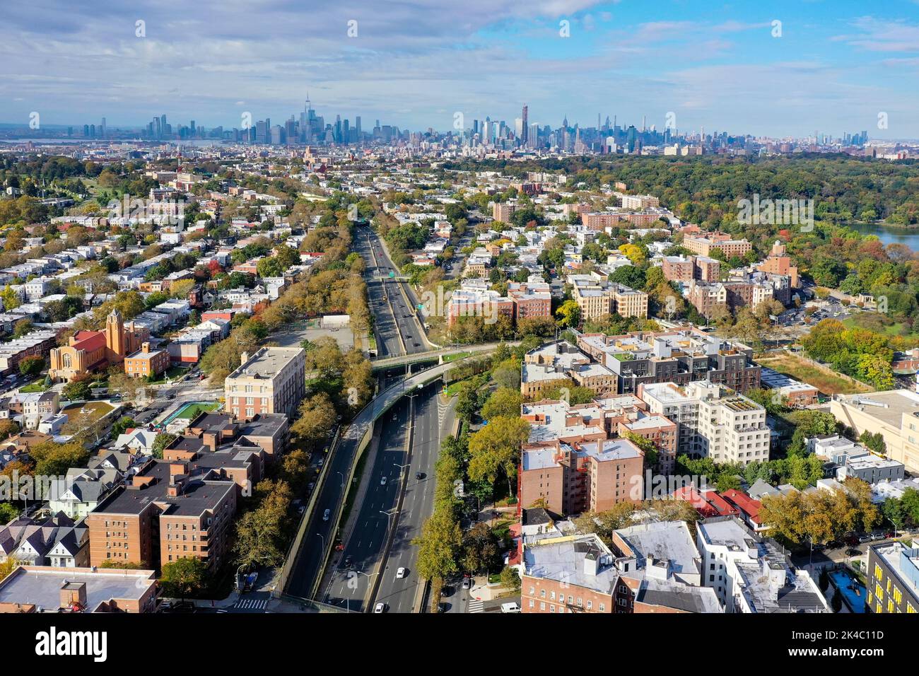 Manhattan city landscape view from Kensington, Brooklyn, New York Stock ...