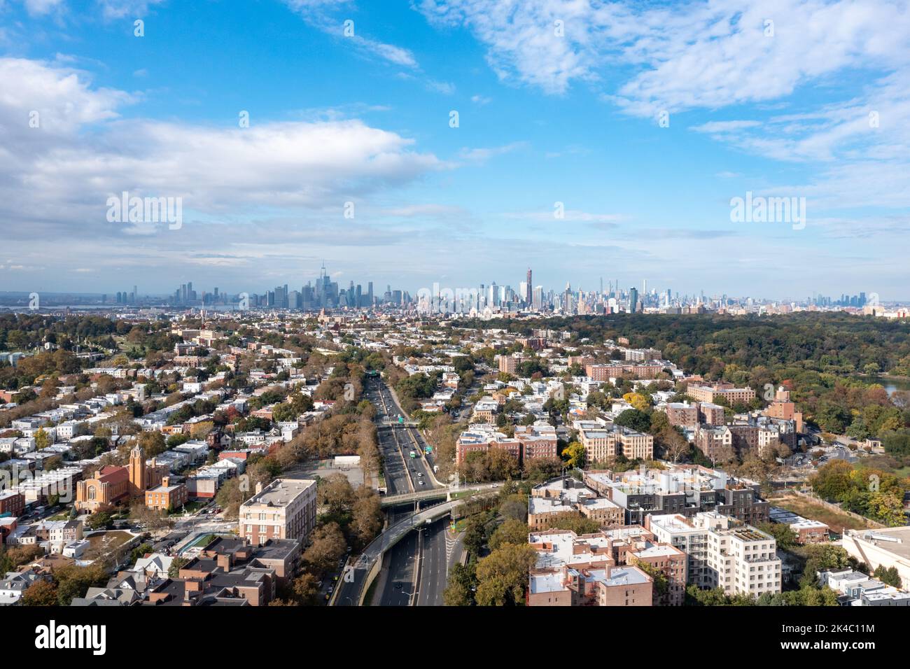 Manhattan city landscape view from Kensington, Brooklyn, New York Stock ...