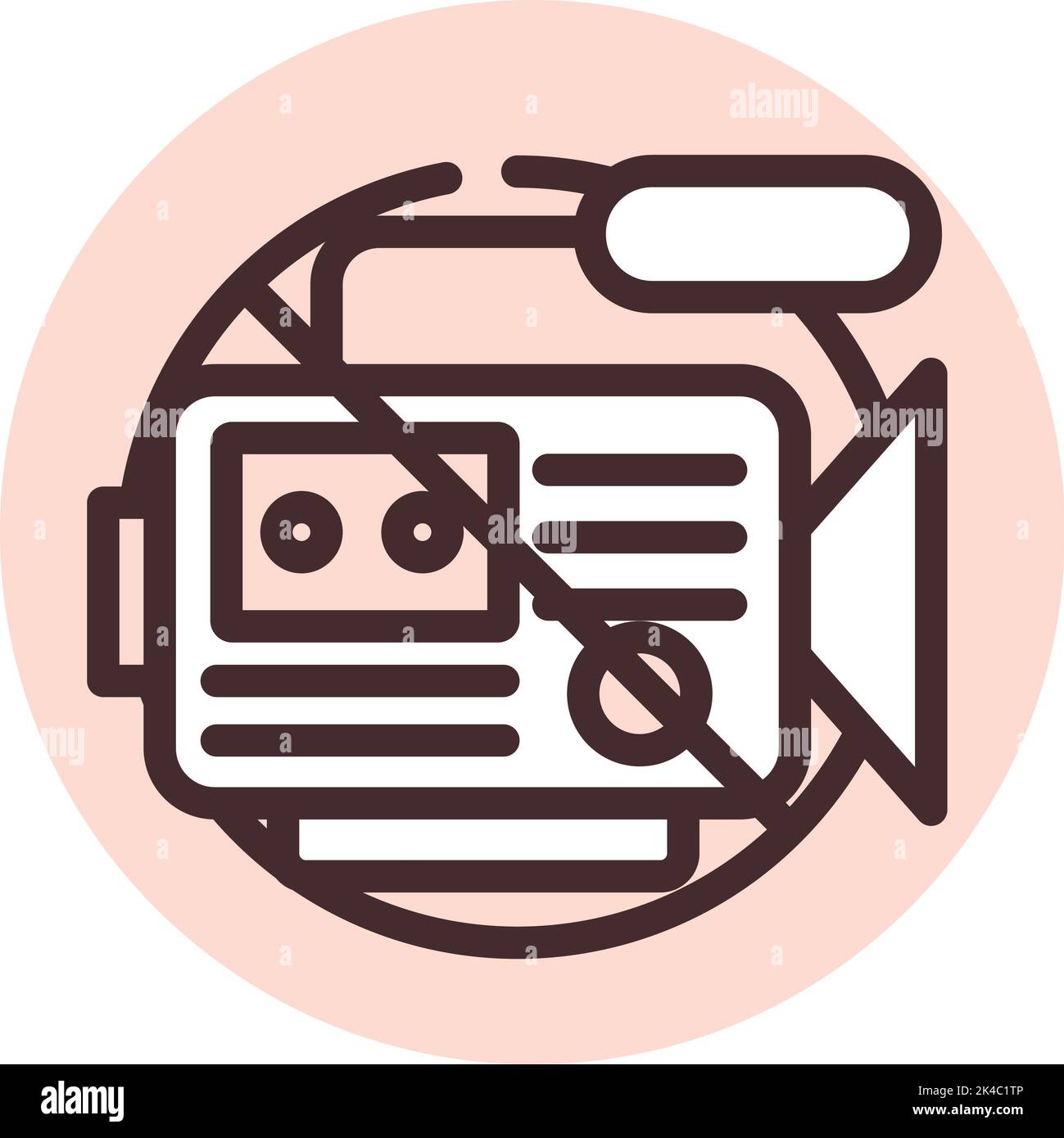 Warning sign no recording, illustration, vector on white background ...