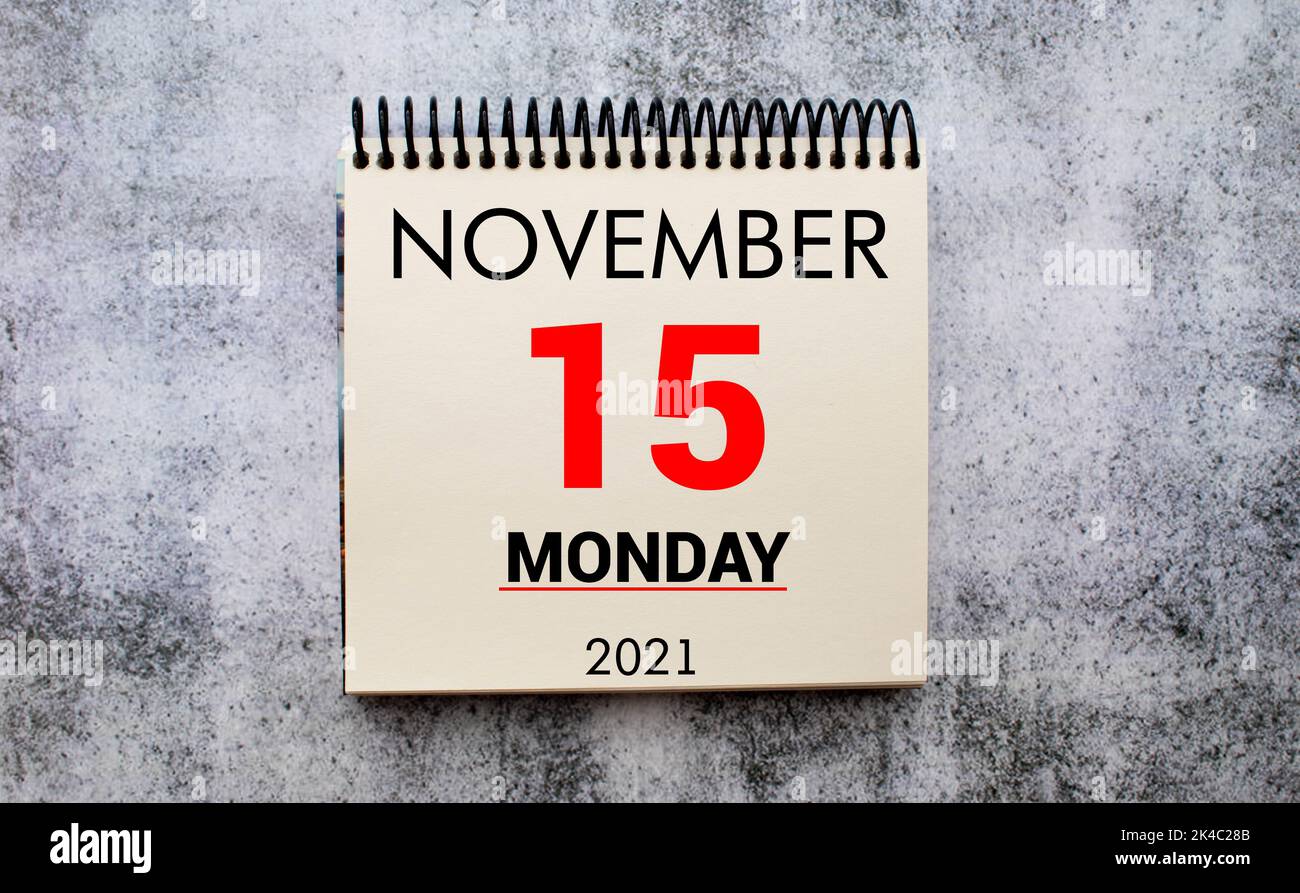 tear-off calendar sheet with date November 15 Stock Photo - Alamy