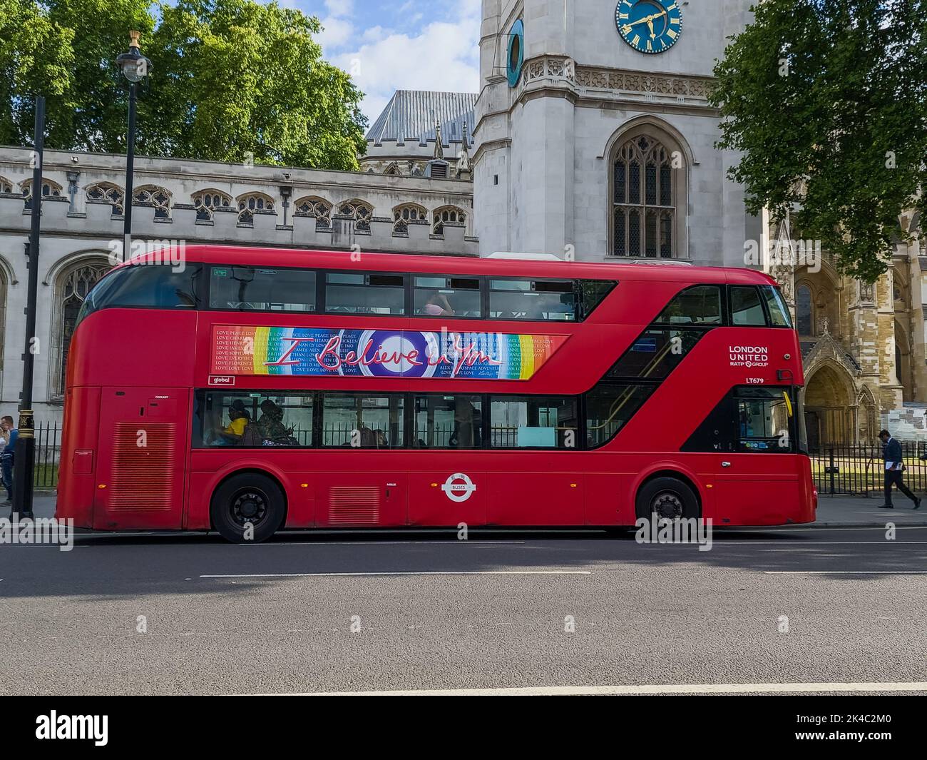 A red bus on the streets of London, United Kingdom Stock Photo - Alamy