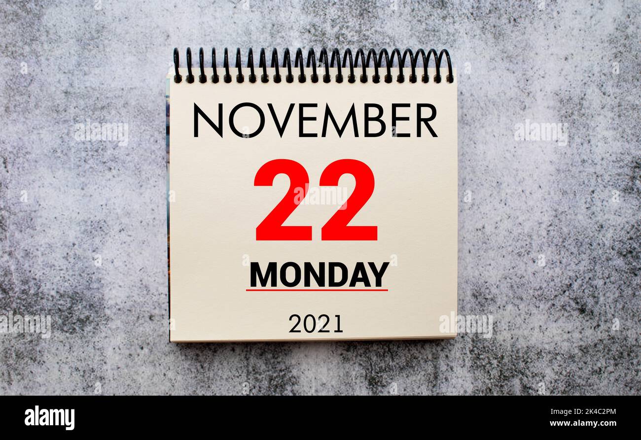 tear-off calendar sheet with date November 22 Stock Photo - Alamy