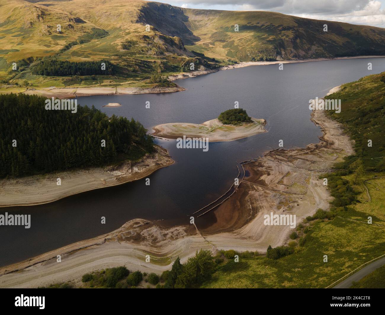 Haweswater in the lake district showing sign of the summer of drought ...