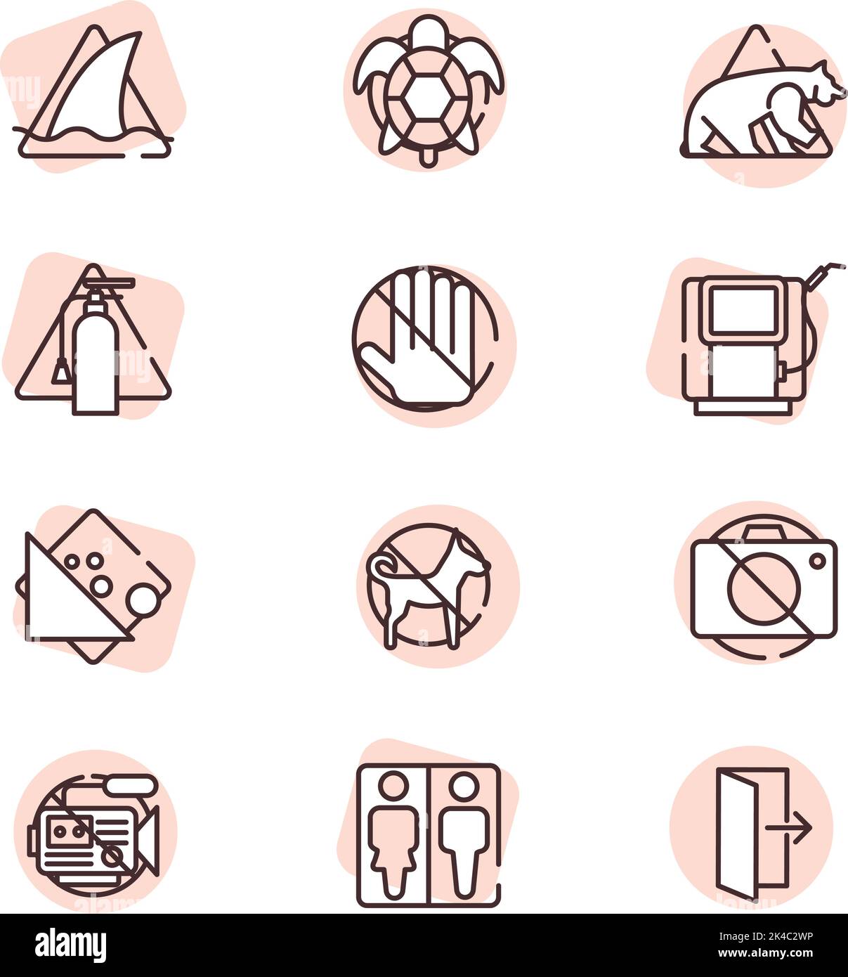 Warning sign icon pack, illustration, vector on white background Stock ...