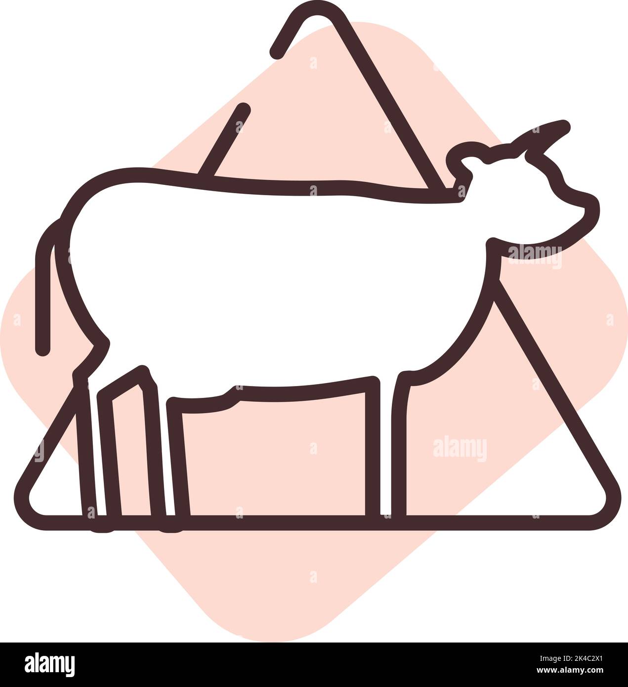 Warning sign cow, illustration, vector on white background Stock Vector ...