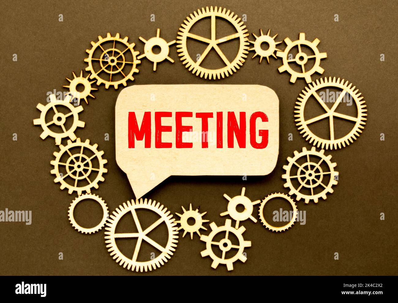 Business and finance concept. On a black background, gears and an arrow ...