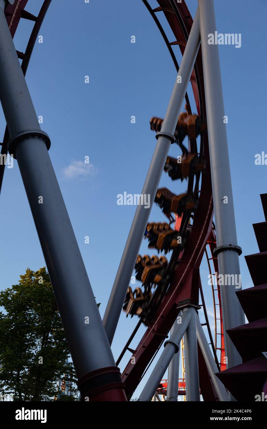 Roller coaster in Tivoli gardens, amusement park in Copenhagen, Denmark ...