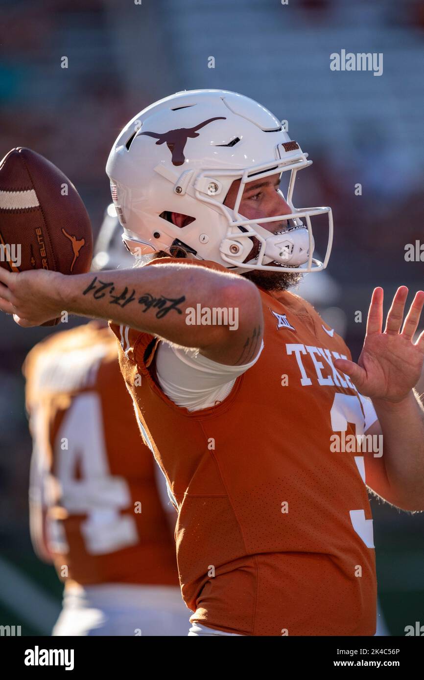 October 1, 2022. QB Quinn Ewers #3 of the Texas Longhorns warming up before the game vs the West ...