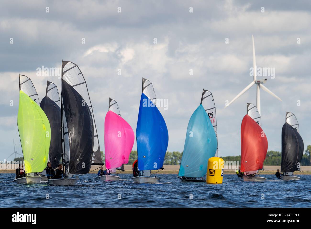 A windsurfer on the sea with big waves in Bruinisse Stock Photo - Alamy