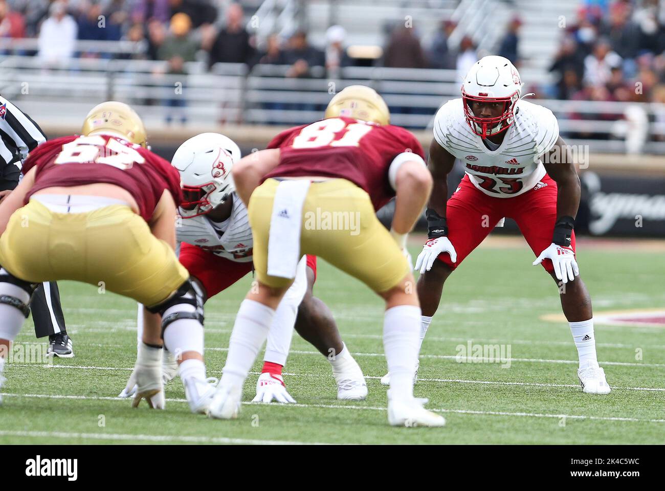Alumni Stadium. 1st Oct, 2022. MA, USA; Louisville Cardinals linebacker ...