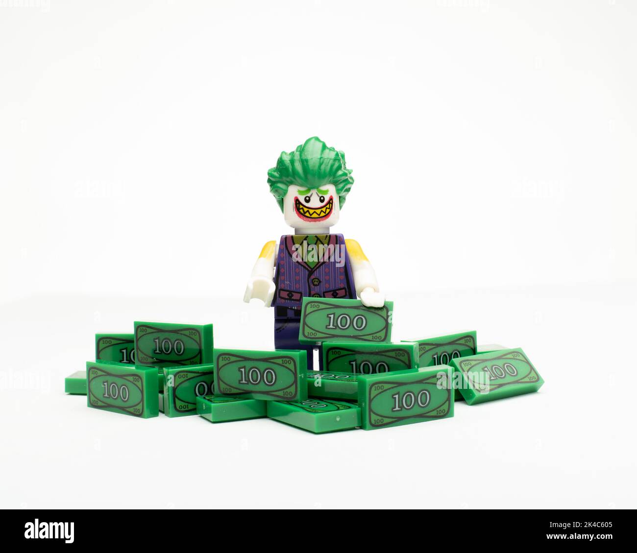 The joker on a pile of lego money stock photography and images Stock ...